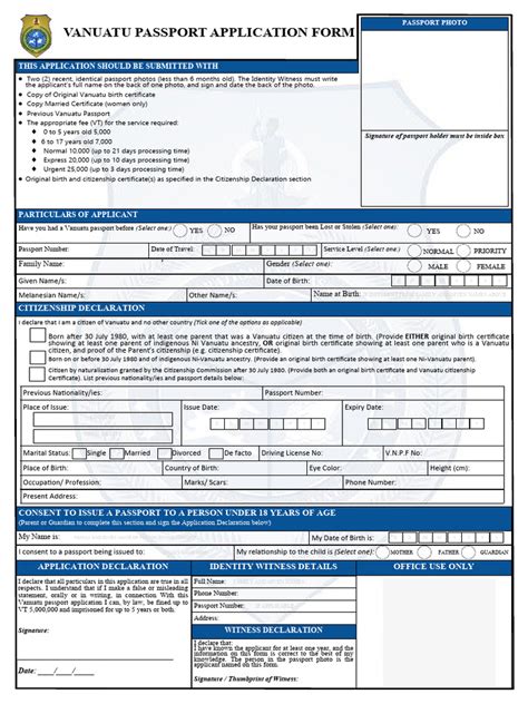 Vanuatu Passport Application Form Pdf Birth Certificate Passport