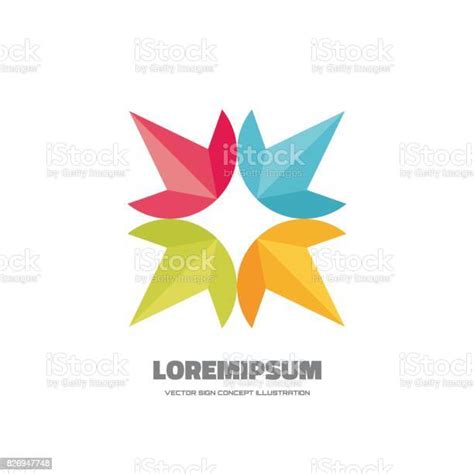 추상적인 벡터 아이콘 템플릿개념 기호입니다 4 색된 모양입니다 색상 기하학적 꽃 상징입니다 디자인 요소입니다 개념에 대한 스톡 벡터 아트 및 기타 이미지 Istock