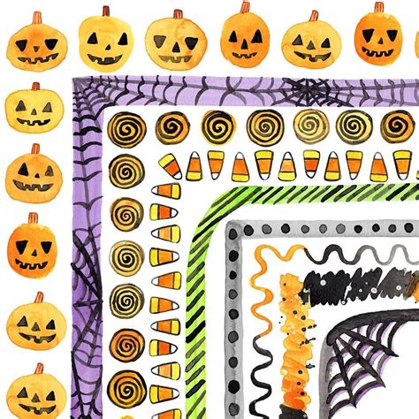 Halloween Watercolor Clipart Borders October Clip Art Cute