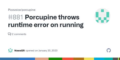 Porcupine Throws Runtime Error On Running Issue Picovoice Porcupine GitHub