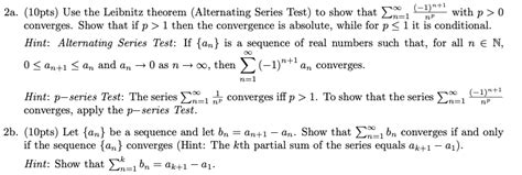 Solved A Pts Use The Leibnitz Theorem Alternating Chegg Com