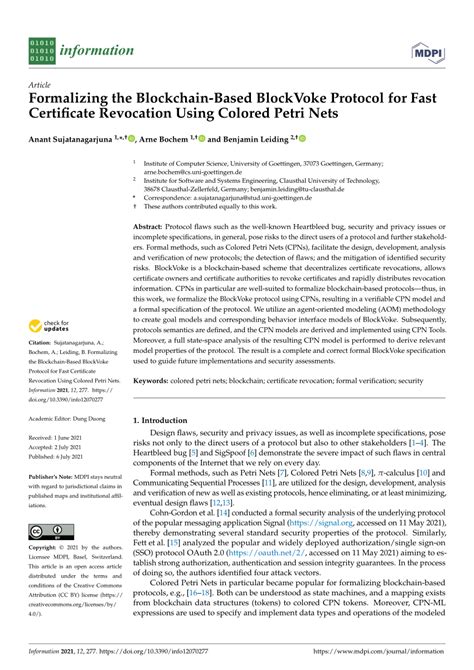 Pdf Formalizing The Blockchain Based Blockvoke Protocol For Fast
