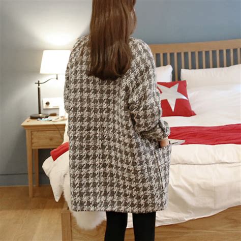 [miamasvin] Check Pattern Coat W Buckle Detail Sleeves Kstylick