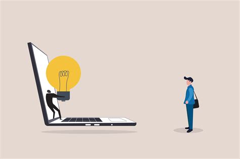 Lightbulb With Computer Laptop Concept Of Getting Idea Creativity