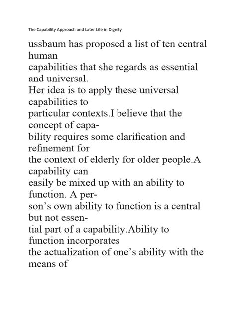 The Capability Approach And Later Life In Dignity Pdf Liberal Arts Education Behavioural