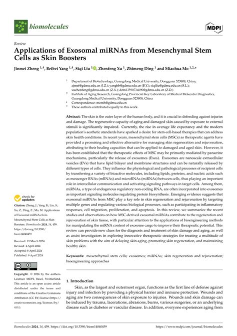 Pdf Applications Of Exosomal Mirnas From Mesenchymal Stem Cells As