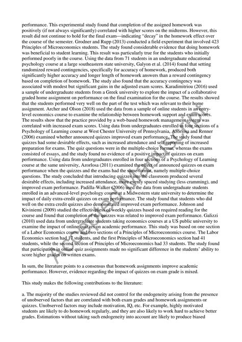 Solution The Impact Of Assignments And Quizzes On Exam Grades A