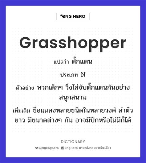 Grasshopper แปลว่า ตั๊กแตน Enghero เรียนภาษาอังกฤษ ออนไลน์ ฟรี