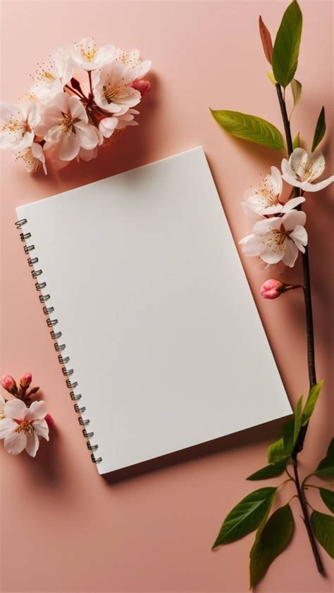 Floral Notebook And Pink Background