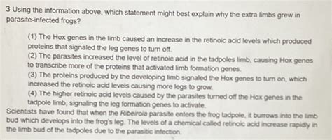 3 Using The Information Above Which Statement Might Best Explain Why