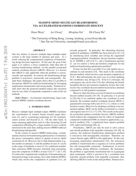 Pdf Massive Mimo Multicast Beamforming Via Accelerated Random