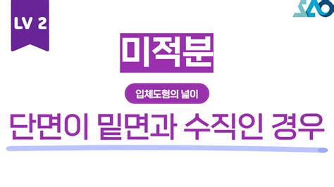 [미적분][lv 2] 입체도형의 부피 단면이 밑면과 수직인 경우 사오수학