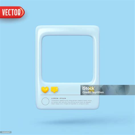 소셜 미디어 클린 빈 게시물 템플릿 소셜 네트워크의 블루 프레임 경계 사실적인 3d 디자인 장식 요소 광고 배너 및 포스터 벡터 일러스트 레이 션 0명에 대한 스톡 벡터