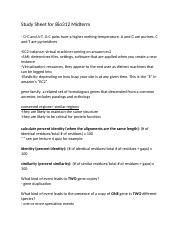 Study Sheet For Bio312 Midterm Docx Study Sheet For Bio312 Midterm G C And A T G C Pairs