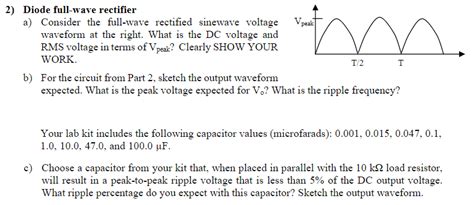 Solved Diode Full Wave Rectifier A Consider The Full Wave Chegg Com