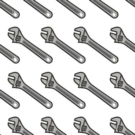 Premium Vector Seamless Pattern With A Wrench And A Hand Drawn Wrench