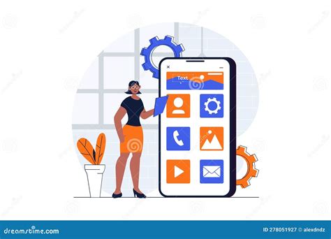 ui ux development web concept with character scene vector illustration stock illustration