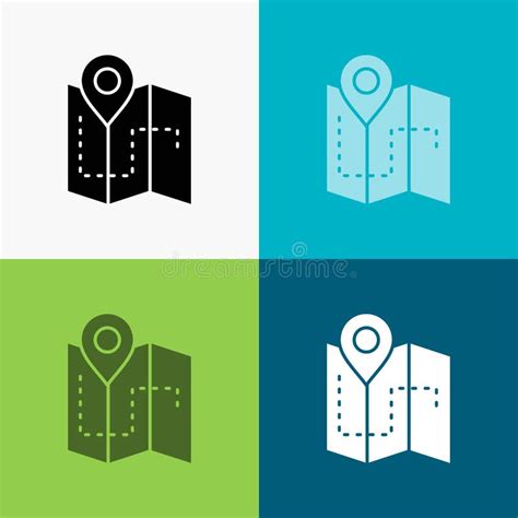 Map Camping Plan Track Location Icon Over Various Background Glyph Style Design Designed