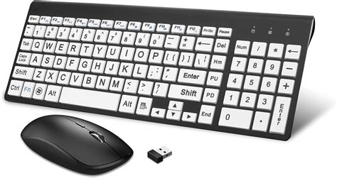 Amazon Com HXMJ Wireless Large Print Keyboard And Mouse Set With USB Receiver Quiet Scissor