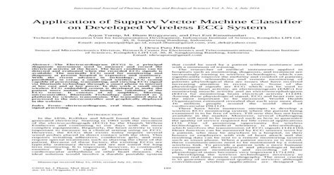 Pdf Application Of Support Vector Machine Classifier On Of