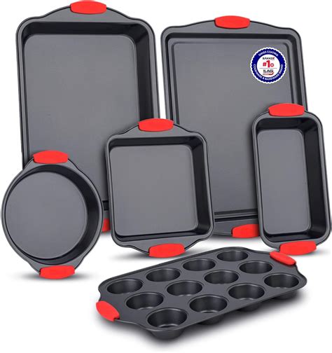 Bakkenmaster Baking Set 6 Piece Kitchen Oven Bakeware Set Deluxe Non Stick Black