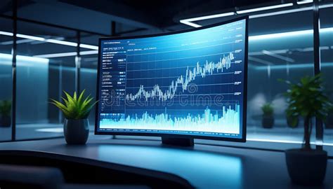 A Screen Displaying Financial Data With Upward Trends Set In A Modern
