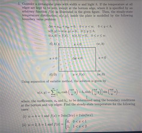 Solved Consider A Rectangular Plate With Width W And Chegg