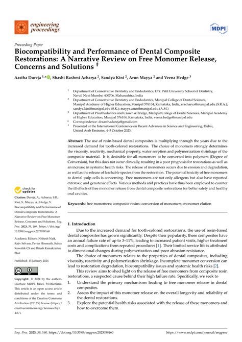 Pdf Biocompatibility And Performance Of Dental Composite Restorations A Narrative Review On