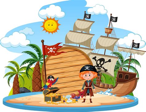 Pirate Island With An Empty Banner Isolated On White Background 2583760