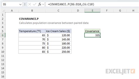 Excel COVARIANCE P Function Exceljet