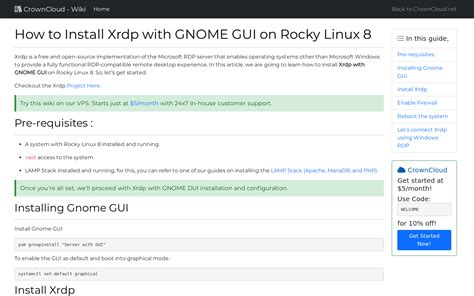 Crowncloud Wiki How To Install Xrdp With Gnome Gui On Rockylinux 8