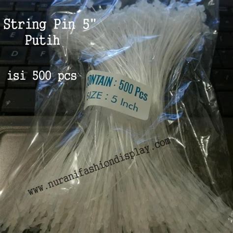 jual string pin loop lock pin putih 5 inch hang tag label gantungan 500