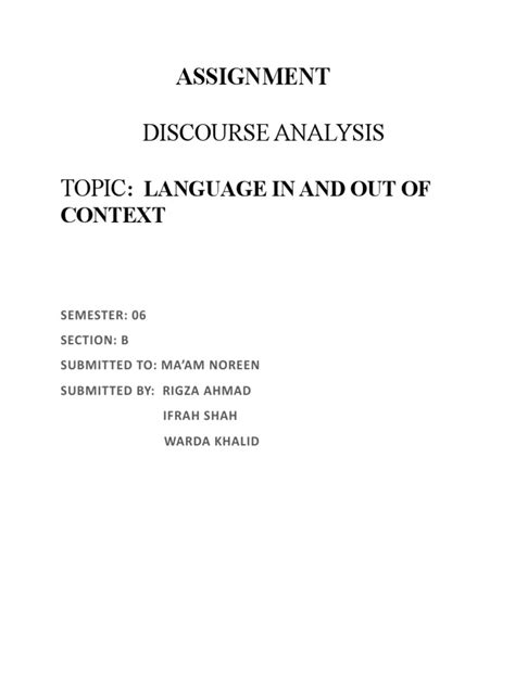 discourse analysis assignment pdf context language use