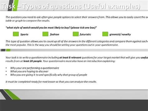 Questionnaire Creation And Analysis Teaching Resources