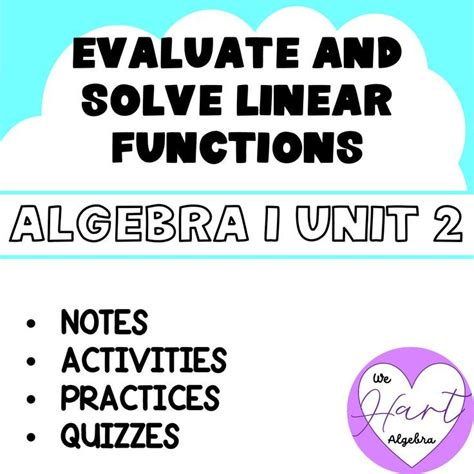 Algebra I Unit 2 Evaluate And Solve Linear Functions Simplifying