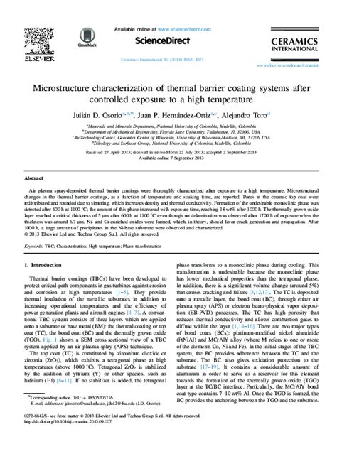 Pdf Microstructure Characterization Of Thermal Barrier Coating Systems After Controlled