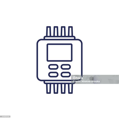 Plc Line Icon Programmable Logic Controller Vector Stock Illustration