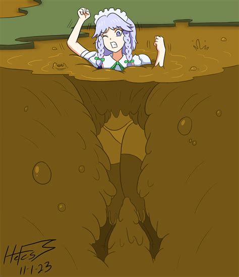 Rule 34 Cropped Image Female Female Only Hefess Mud Panties Quicksand Sakuya Izayoi Solo