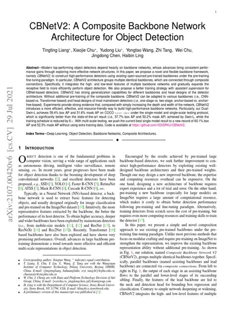 Cbnetv2 A Composite Backbone Network Architecture For Object Detection
