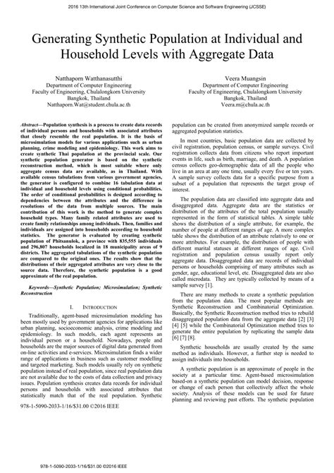 Pdf Generating Synthetic Population At Individual And Household