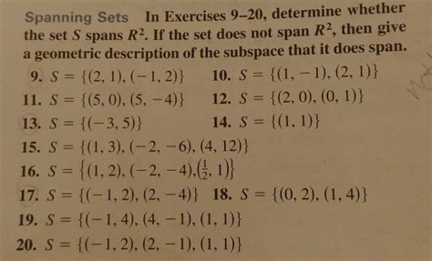 Solved Spanning Sets In Exercises Determine Whether Chegg Com