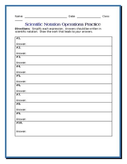 Scientific Notation Operations Practice Editable By Certified Math Geek