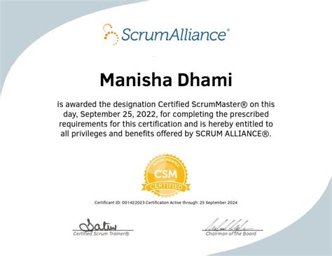 Manisha Dhami On Linkedin Scrummaster Agile Scrumalliance Certification 20 Comments