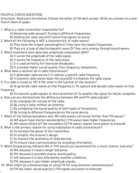 MULTPLE CHOICE QUESTIONS Directions Read Each StudyX