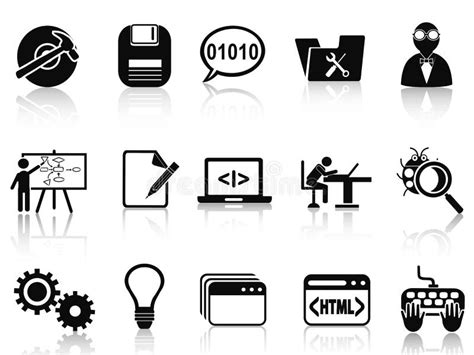 program development icons set stock vector illustration of