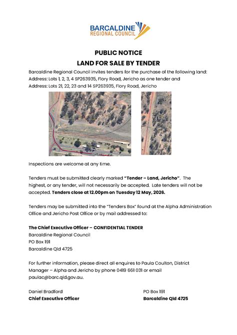 Land For Sale By Tender Jericho Barcaldine Regional Council