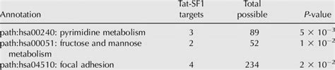 Biological Pathways Over Represented Among Tat Sf1 Exon Level Targets Download Table