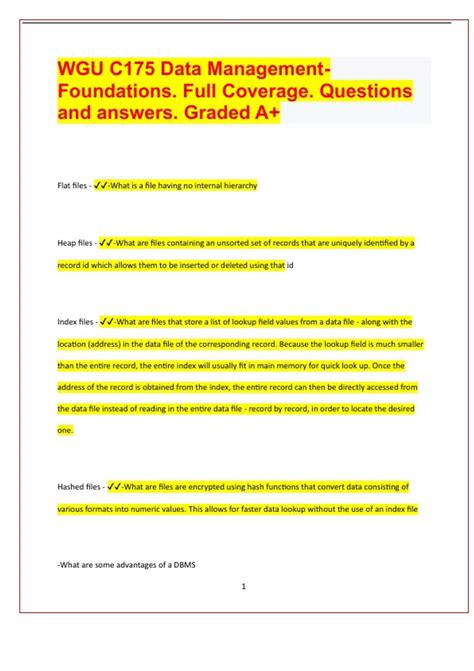 wgu c175 final 1 2 data management foundations questions and