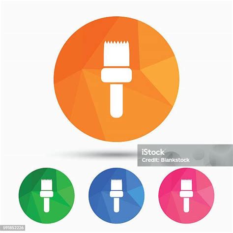 페인트 붓 팻말 아이콘크기 아티스트 기호까지 기하 도형에 대한 스톡 벡터 아트 및 기타 이미지 기하 도형 낮음 대학교 Istock