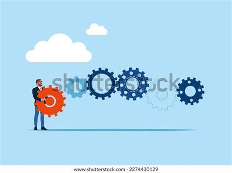 Automate Business Process Flowcharts Businessman Complete Stock Vector